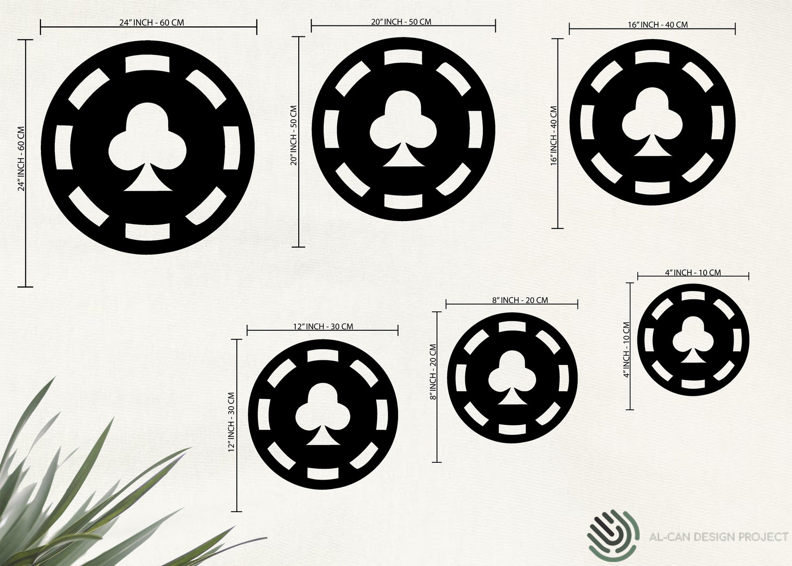 4 Set of Playing Cards Decor, Poker Cart Wall Hangings, Heart, Club ...