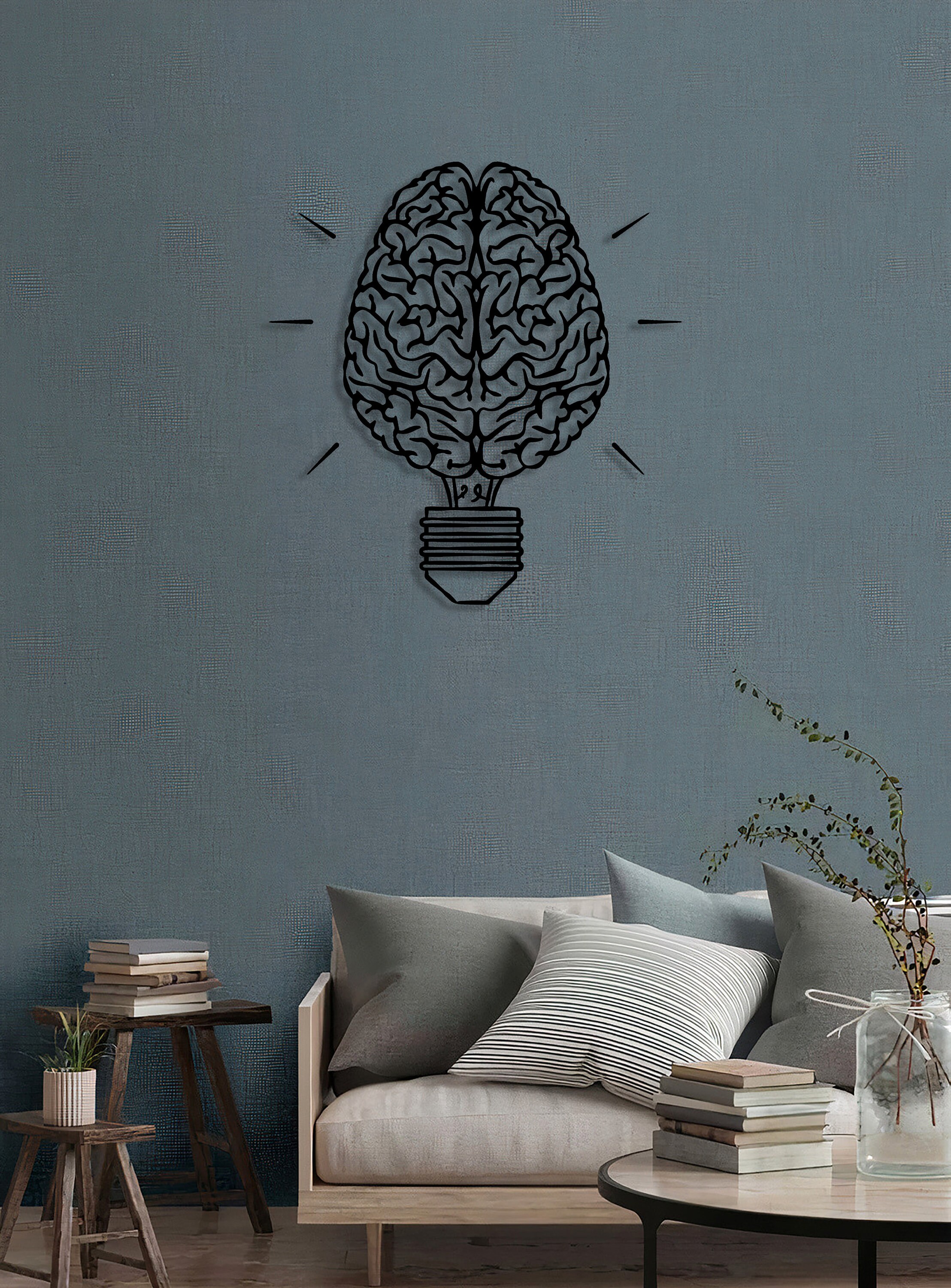 Brain Idea Wall Hanging Light Bulb Idea Home Wood Wall - Etsy