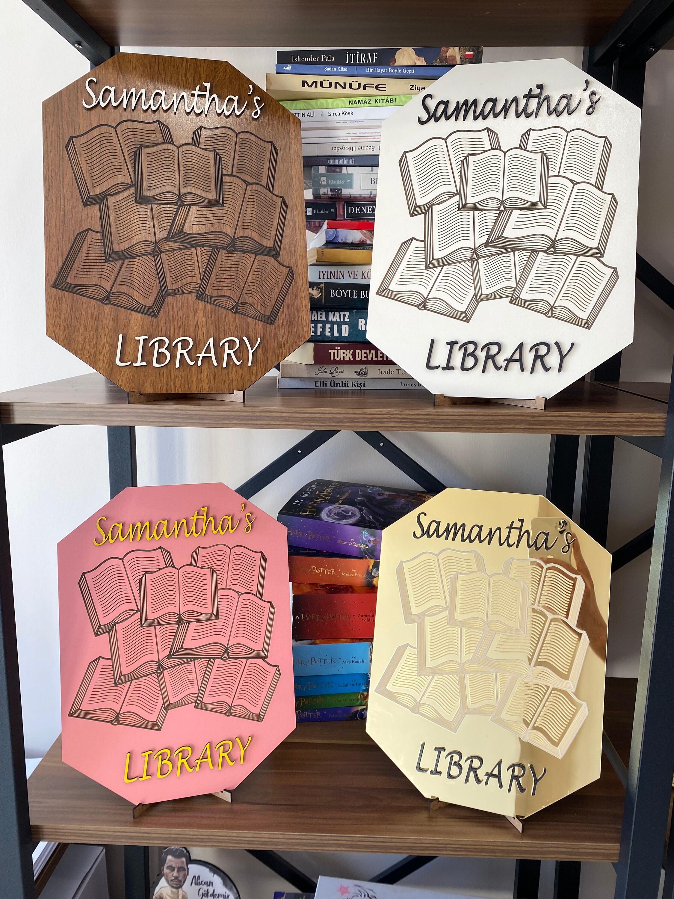 Personalized Library Book Sign, Wood Bookish Sign, Book Shelf Decor ...