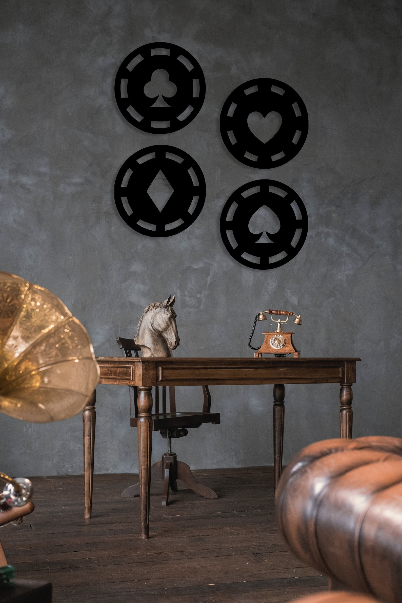 4 Set of Playing Cards Decor, Poker Cart Wall Hangings, Heart, Club ...