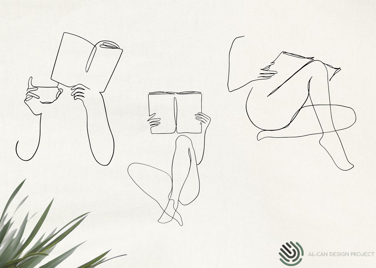 3 Set Book Minimalist Line Art Book Wall Art Reading - Etsy