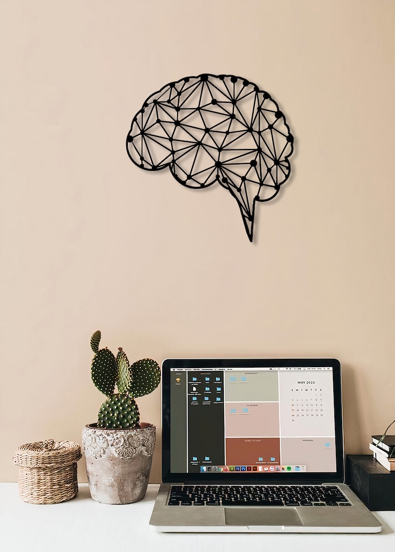 Brain Home Wood Wall Decor, Skull Cells, Living Room Decor, Nursery ...