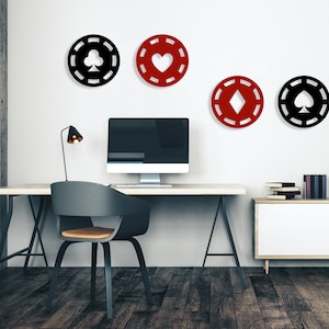 4 Set of Playing Cards Decor, Poker Cart Wall Hangings, Heart, Club ...