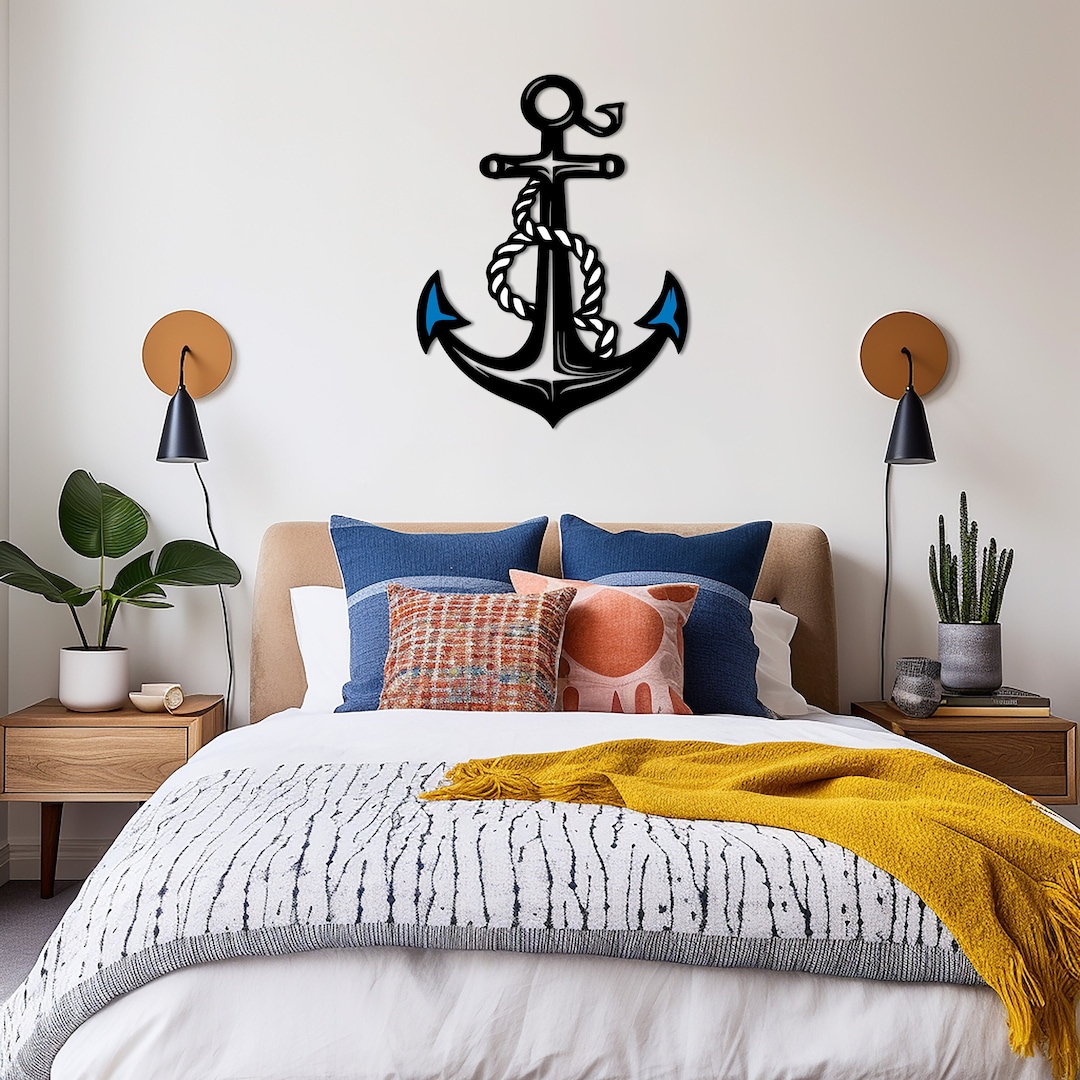 Nautical Anchor Wall Decor, Ship Anchor and Rope Model, Yacth ...