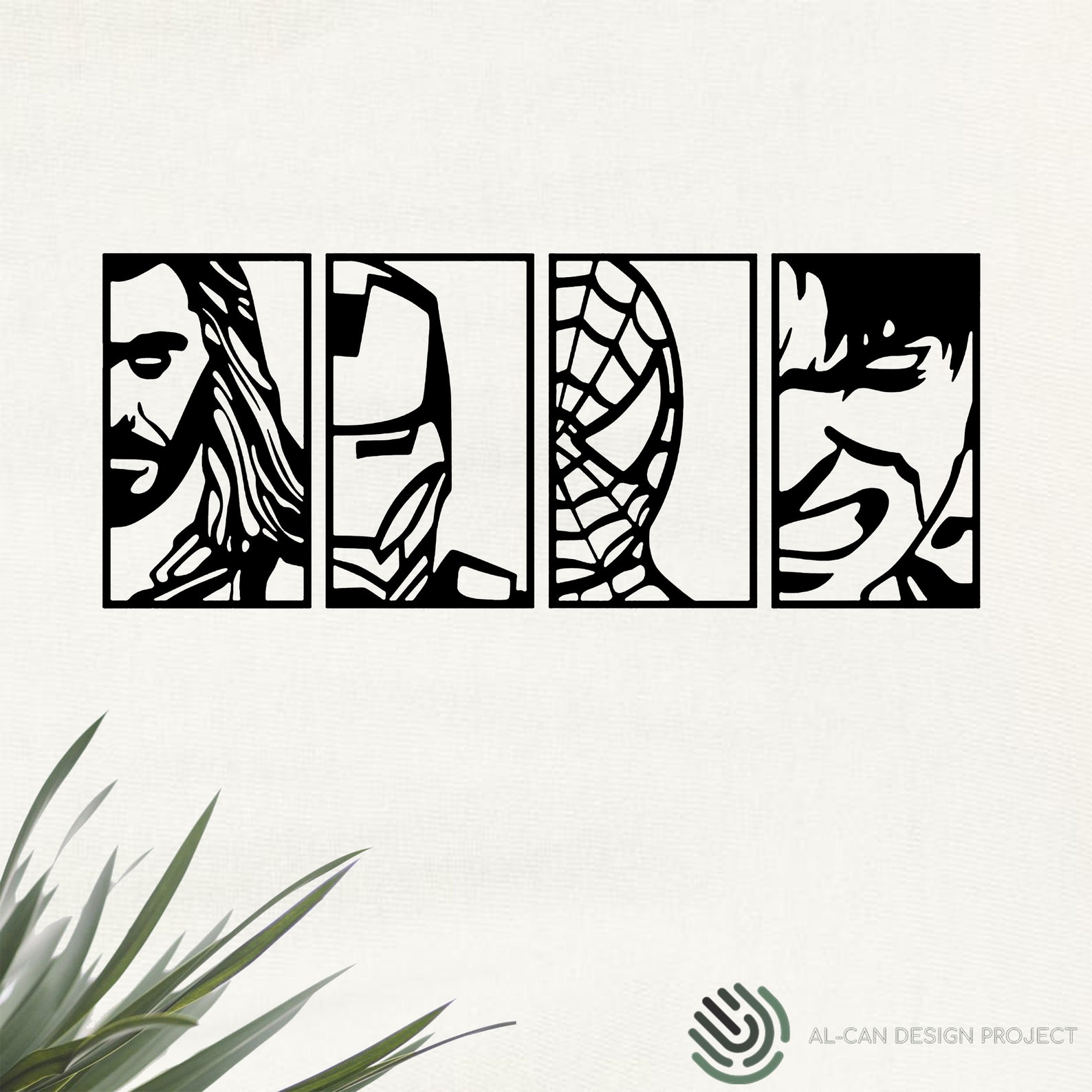 Avengers Face Portraits, Wood Wall Art Set, Geometric Framed, Avenger ...