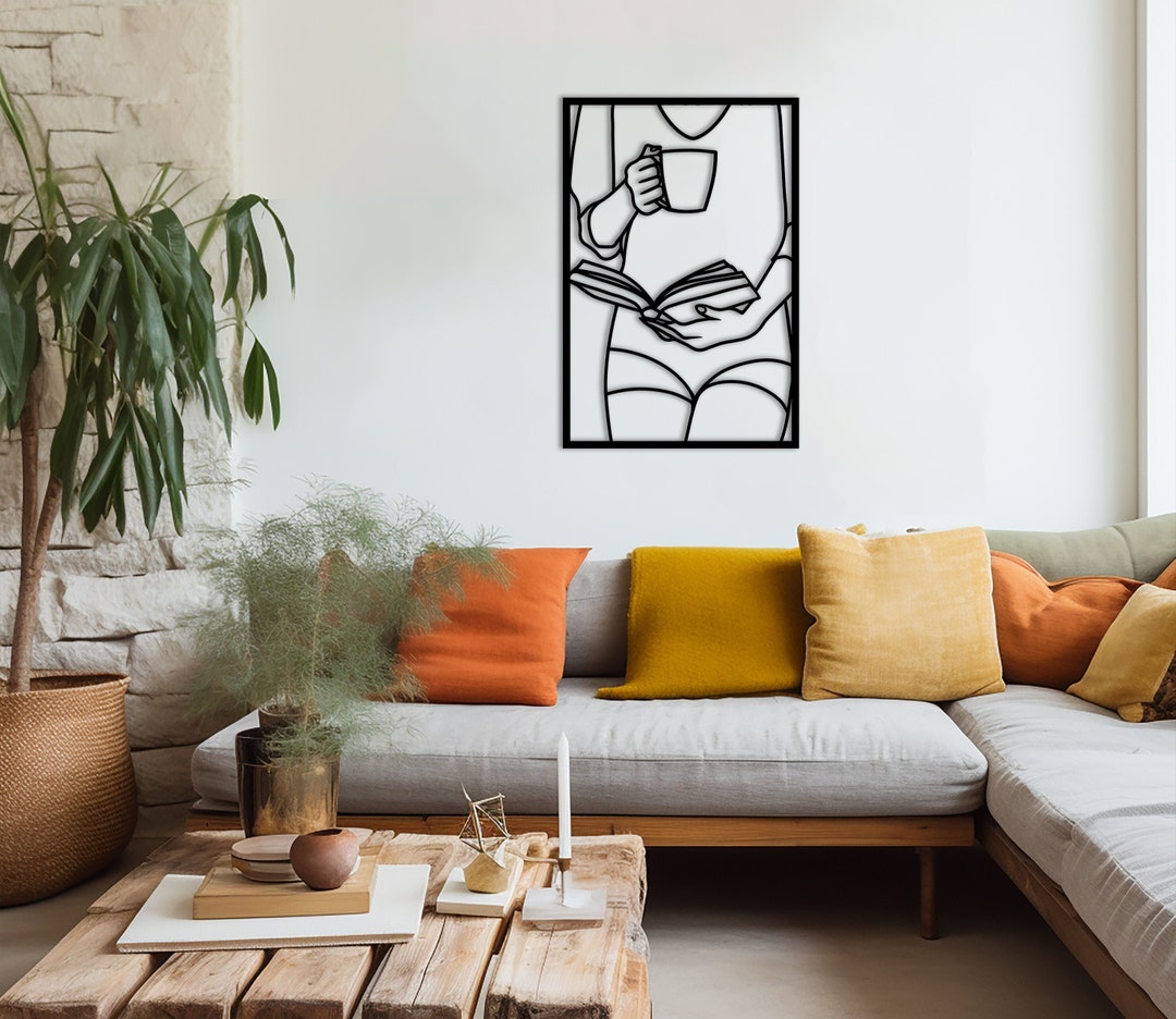 Bookshelf Wall Decor, Minimalist Book Art, Wood Wall Decor, Library ...