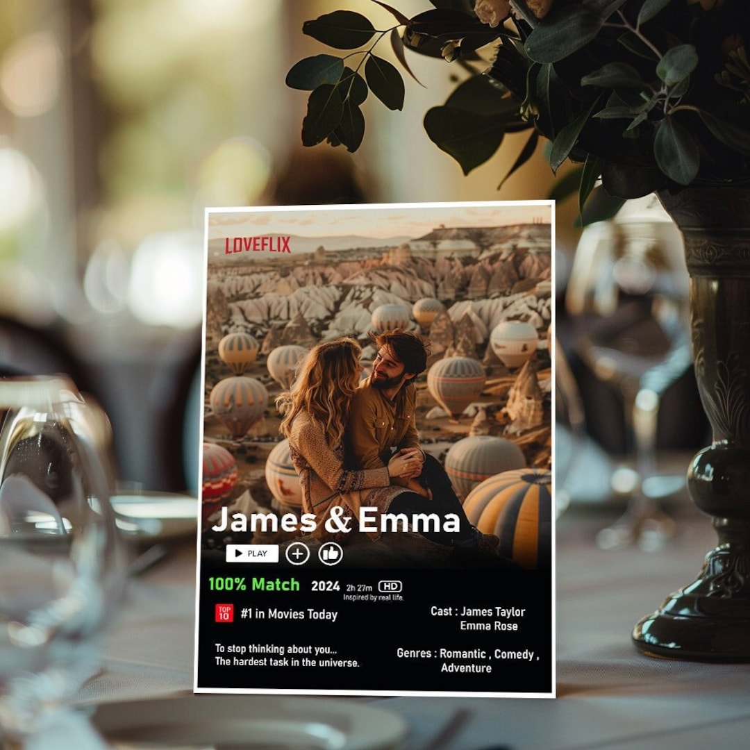 Custom Movie Flix Couples Poster Metal Print, Personalized Best Friend ...