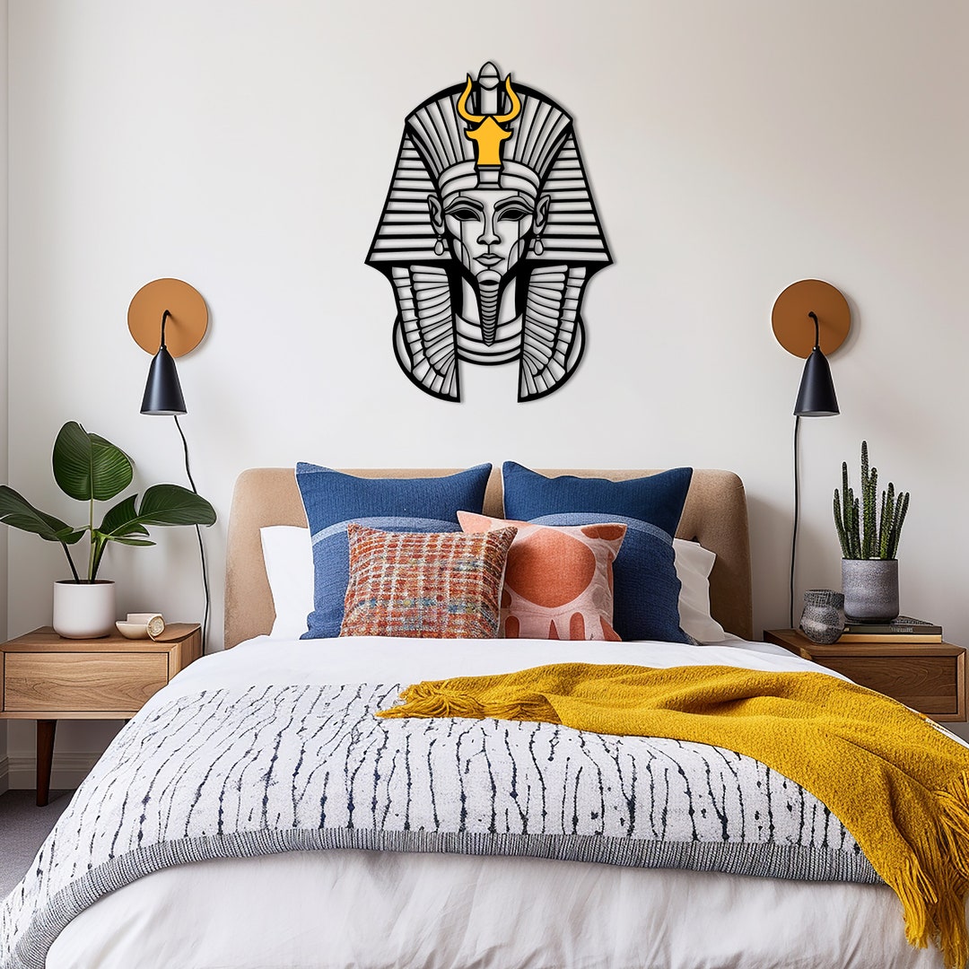 Tutankhamun Pharaoh Wooden Wall Art: Egyptian Decor - Etsy