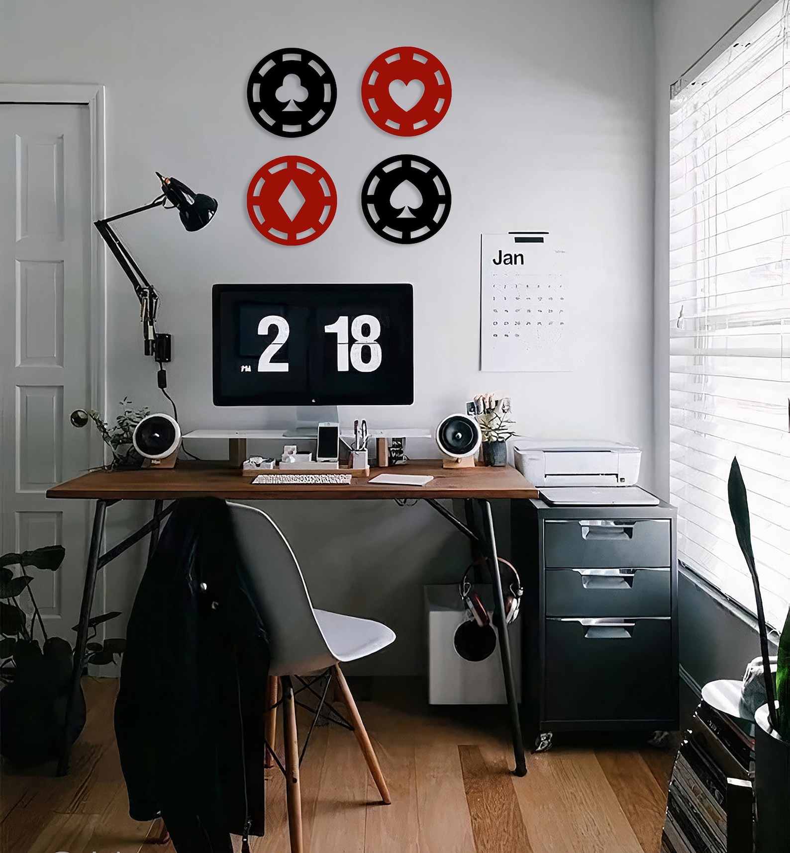 4 Set of Playing Cards Decor, Poker Cart Wall Hangings, Heart, Club ...