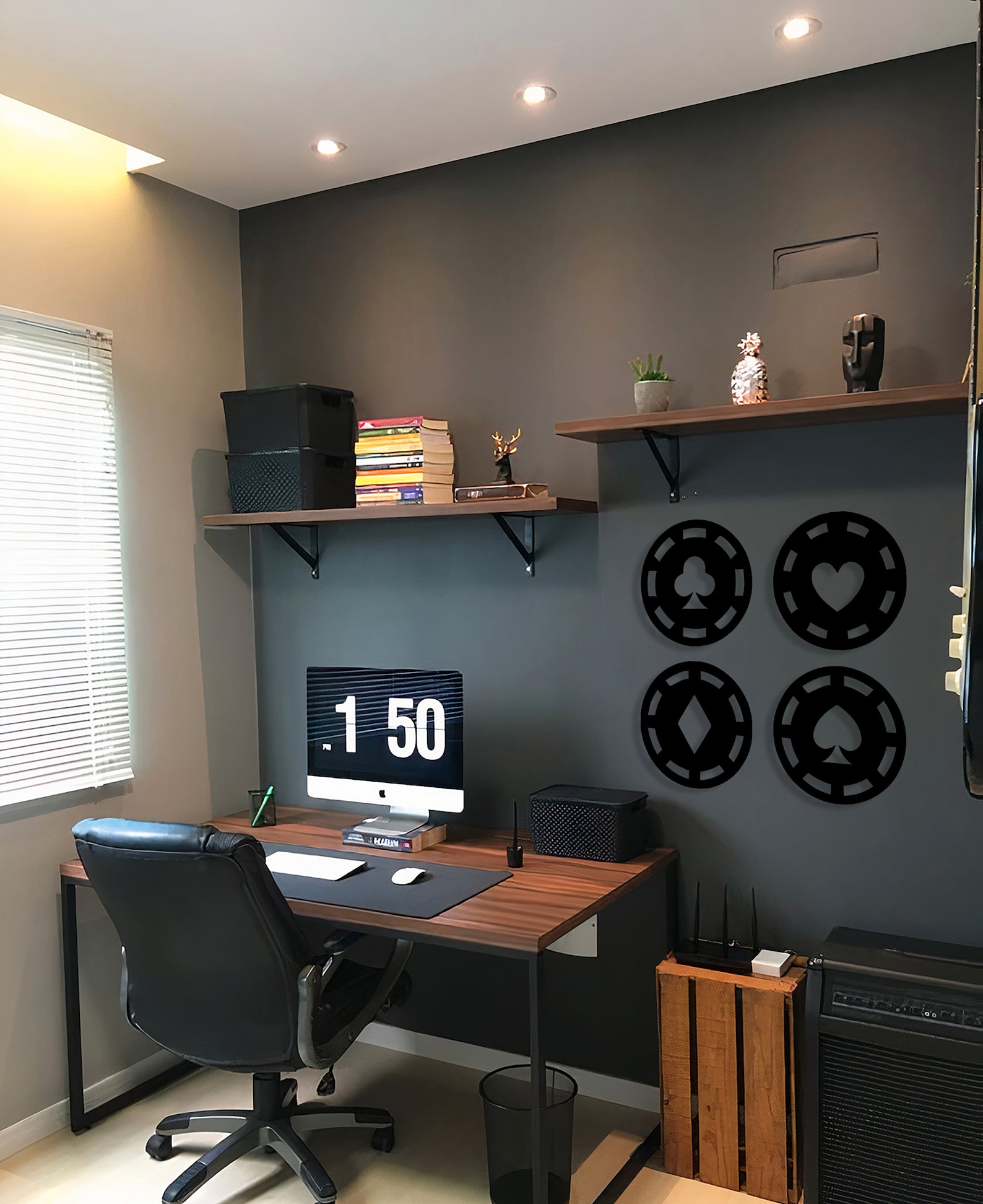 4 Set of Playing Cards Decor, Poker Cart Wall Hangings, Heart, Club ...