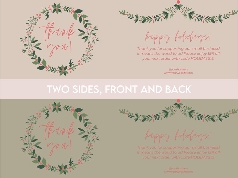 Editable Thank You Card Template, Canva, Holiday Card, Small Business ...