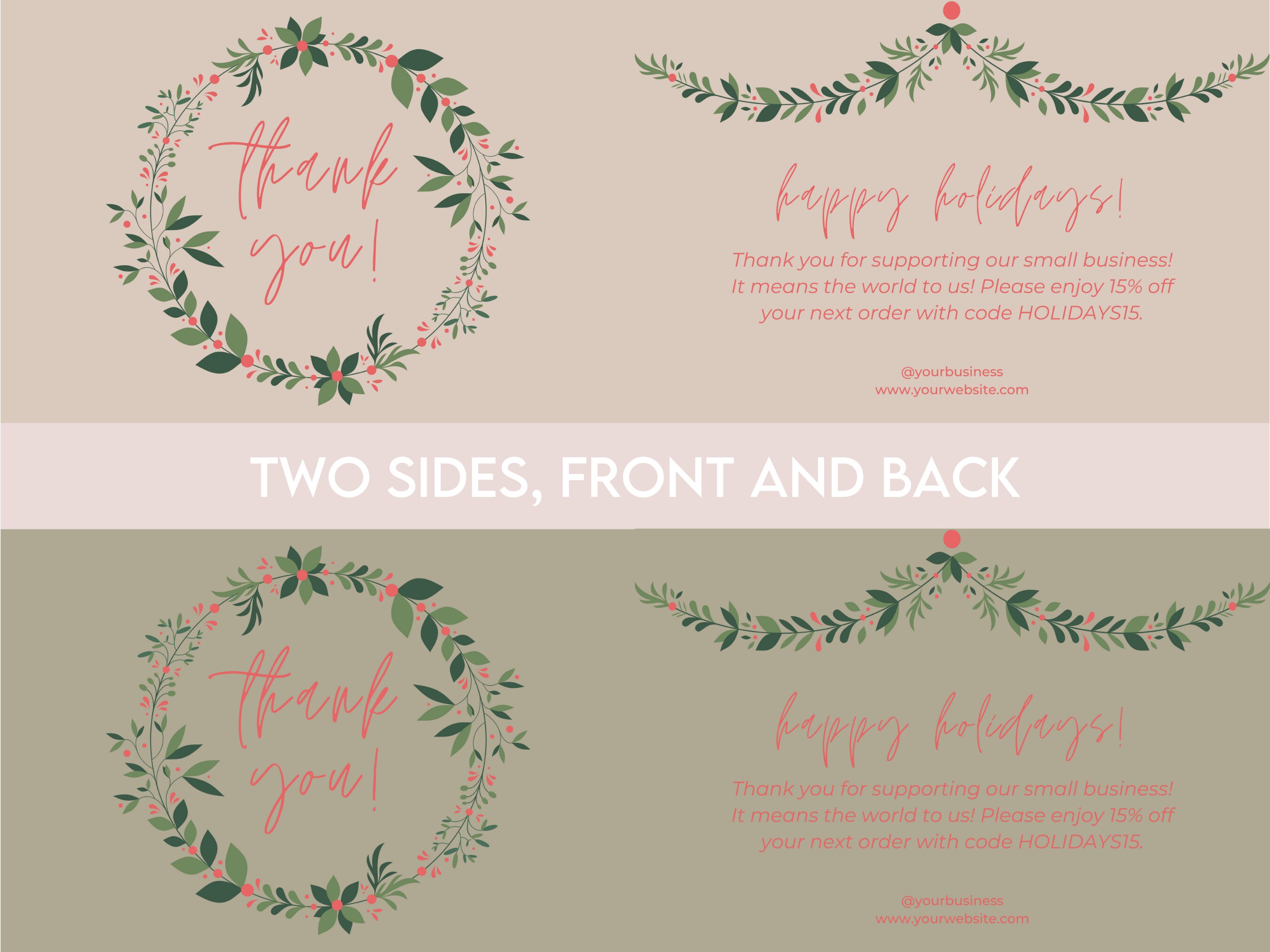 Editable Thank You Card Template, Canva, Holiday Card, Small Business ...