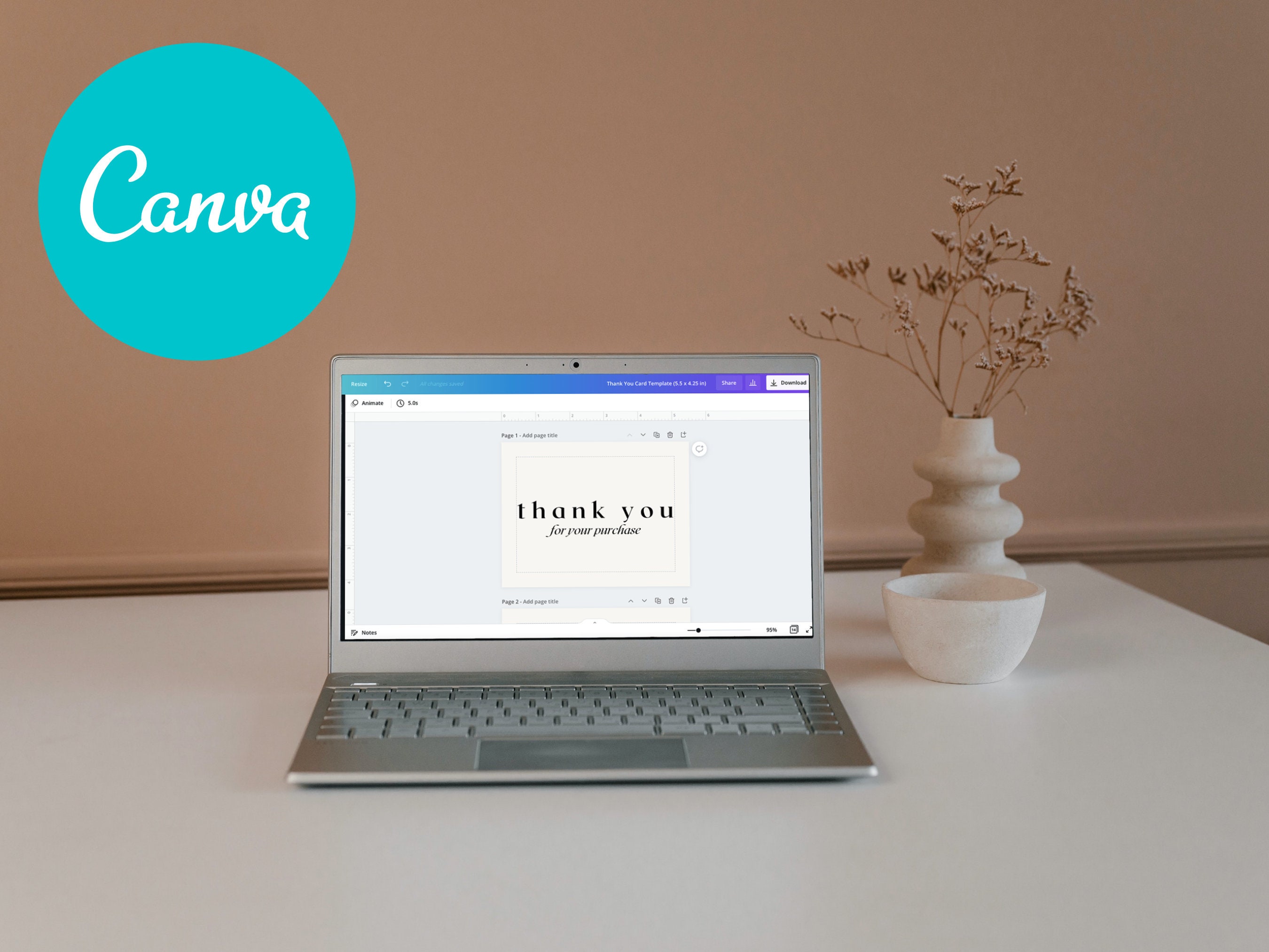 Editable Thank You Card Template, Canva, Holiday Card, Small Business ...