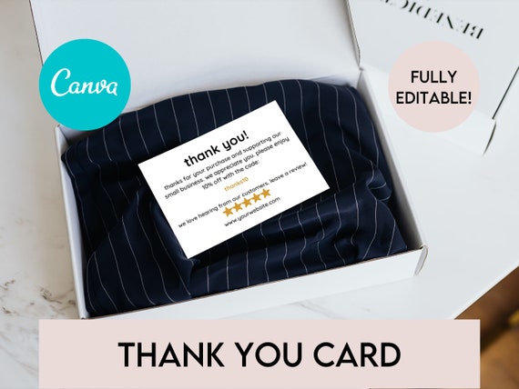 Editable Thank You Card Template Canva Holiday Card Small | Etsy