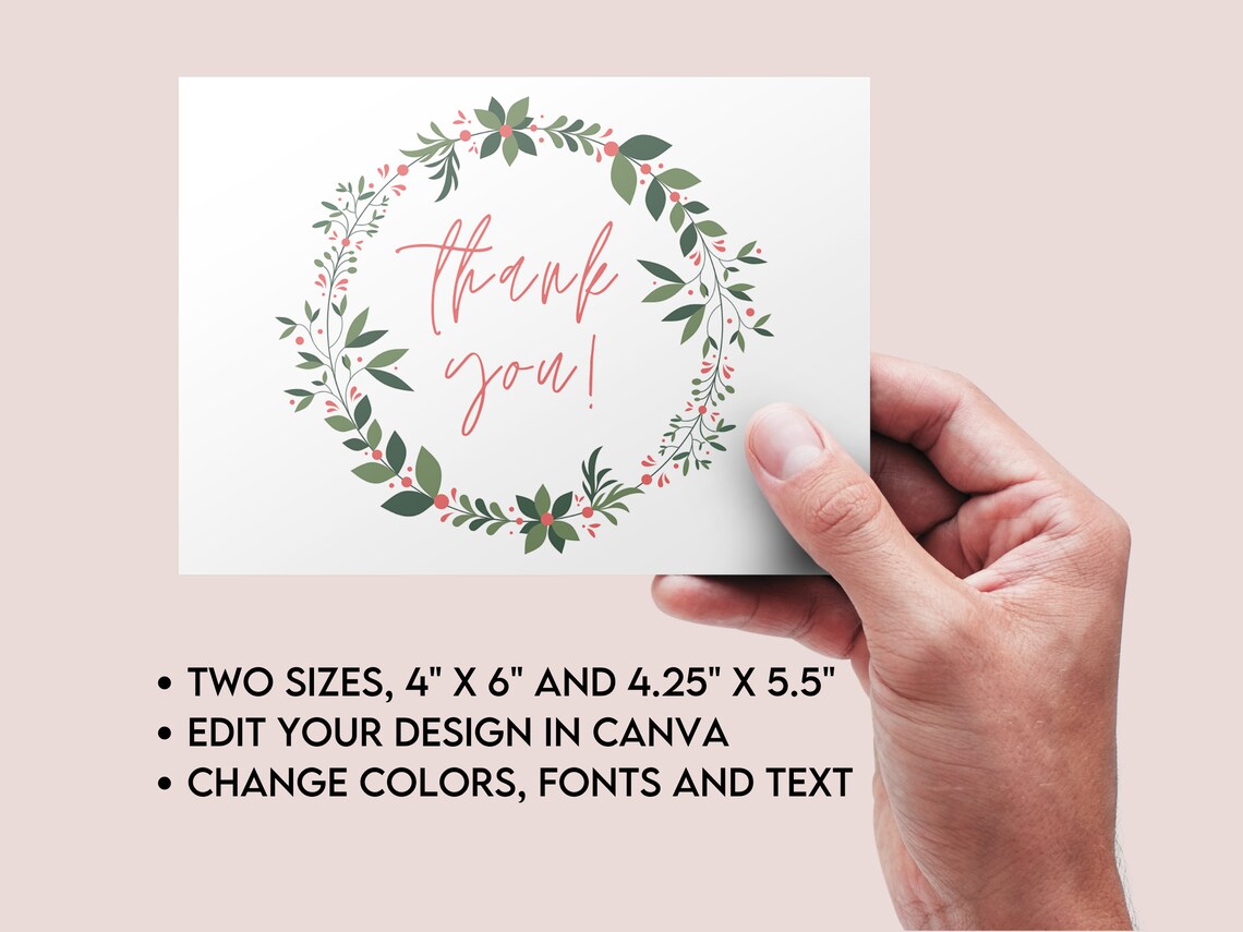 Editable Thank You Card Template, Canva, Holiday Card, Small Business ...