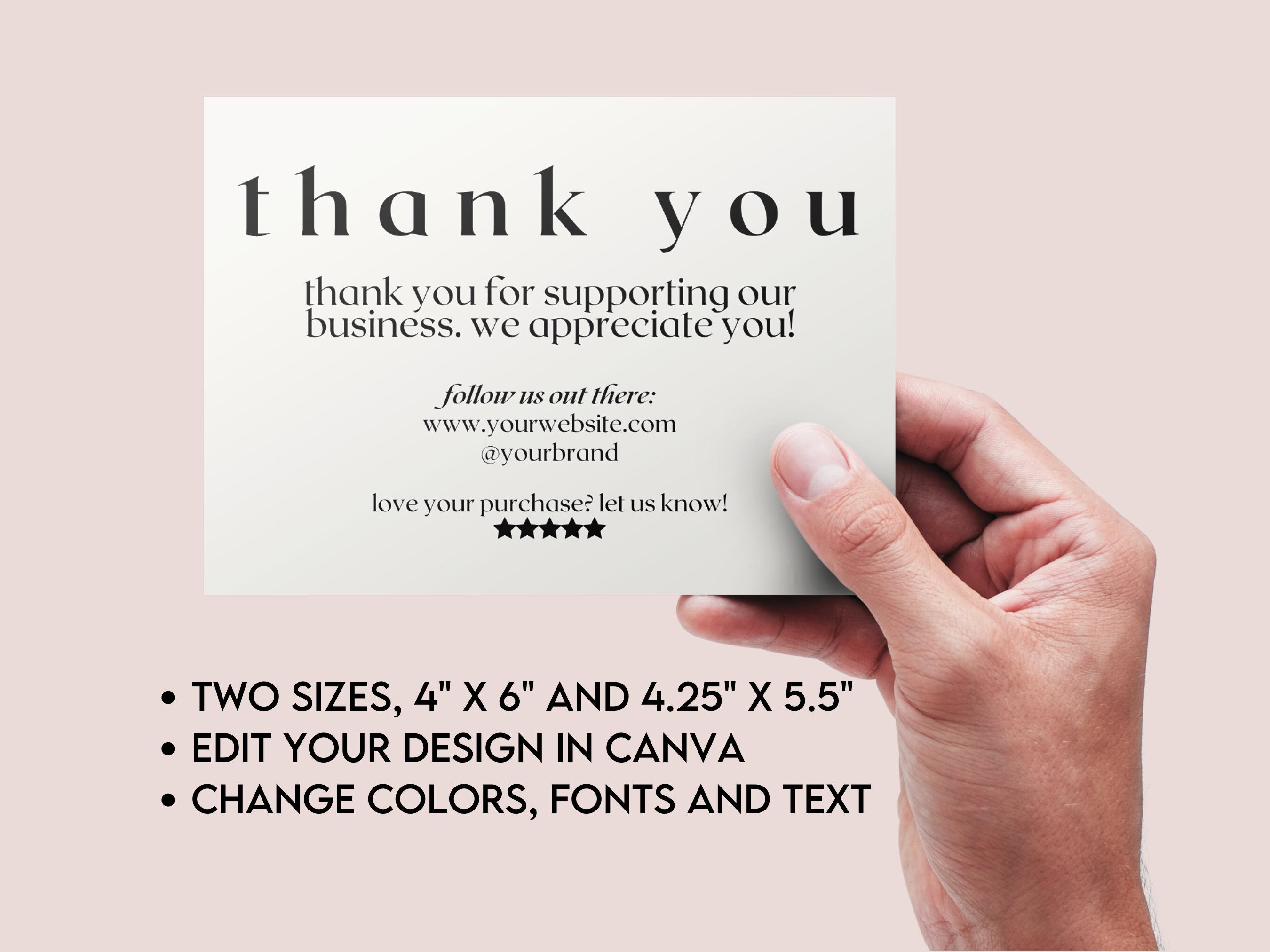 Editable Thank You Card Template, Canva, Holiday Card, Small Business ...