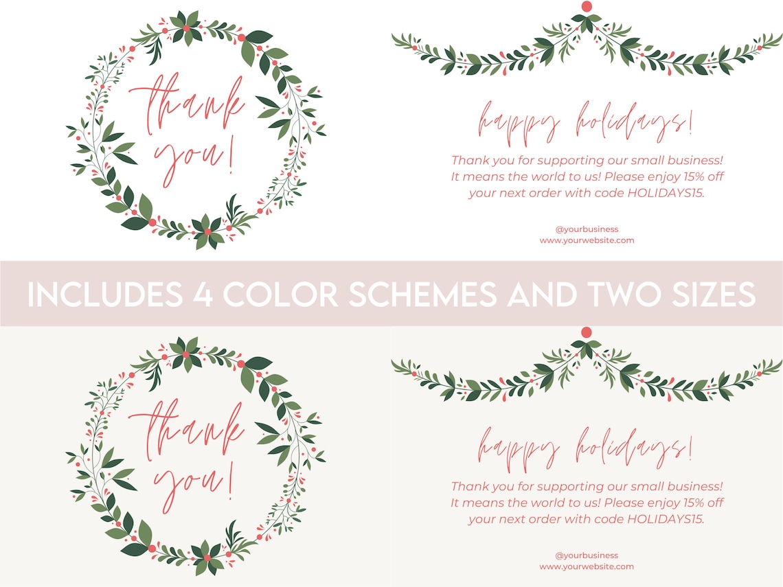 Editable Thank You Card Template, Canva, Holiday Card, Small Business ...