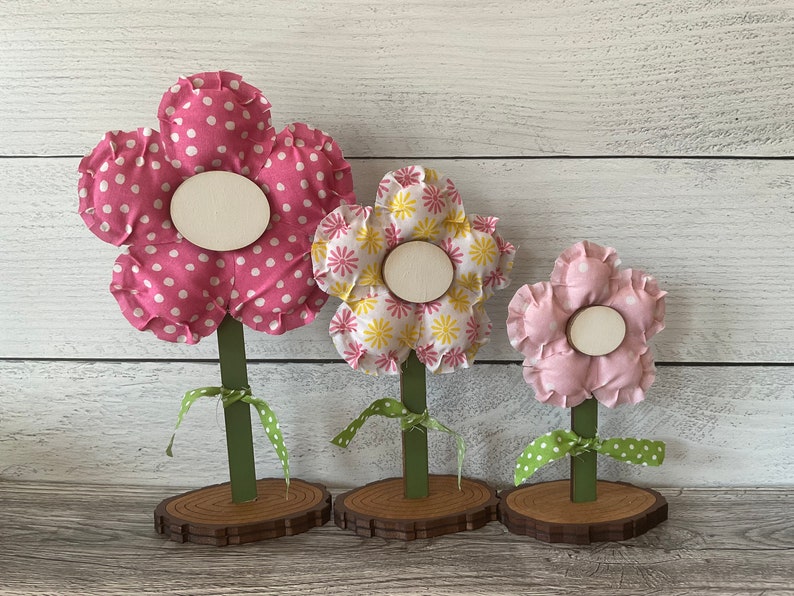 Pink Wood Flowers, Spring Decor, Spring Flower, Spring Tiered Tray ...