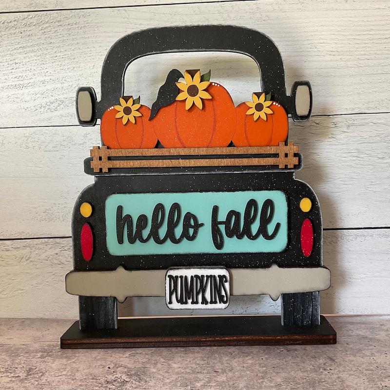 Hello Fall Wood Truck Decor - Etsy