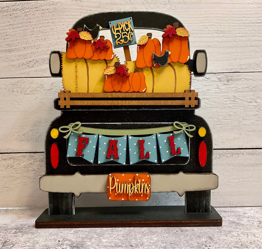 Interchangeable Truck, ADD ON ONLY - Fall Hay Bale 3-piece Insert, Fall ...