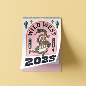 2025 Cowgirl, Wild West Calendar, Wall Planner, 12 Month Hanging ...