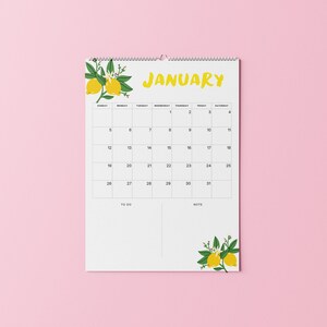2025 Lemon Wall Calendar, Cute A3 Academic Wall Planner, 12 Month ...