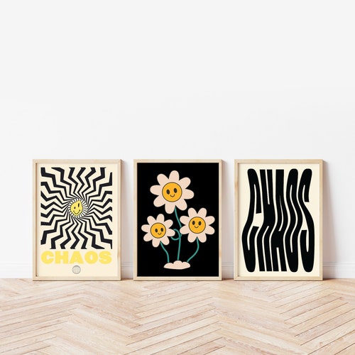 CHAOS Monochrome Poster Quirky Poster Print Wall Art Cool - Etsy