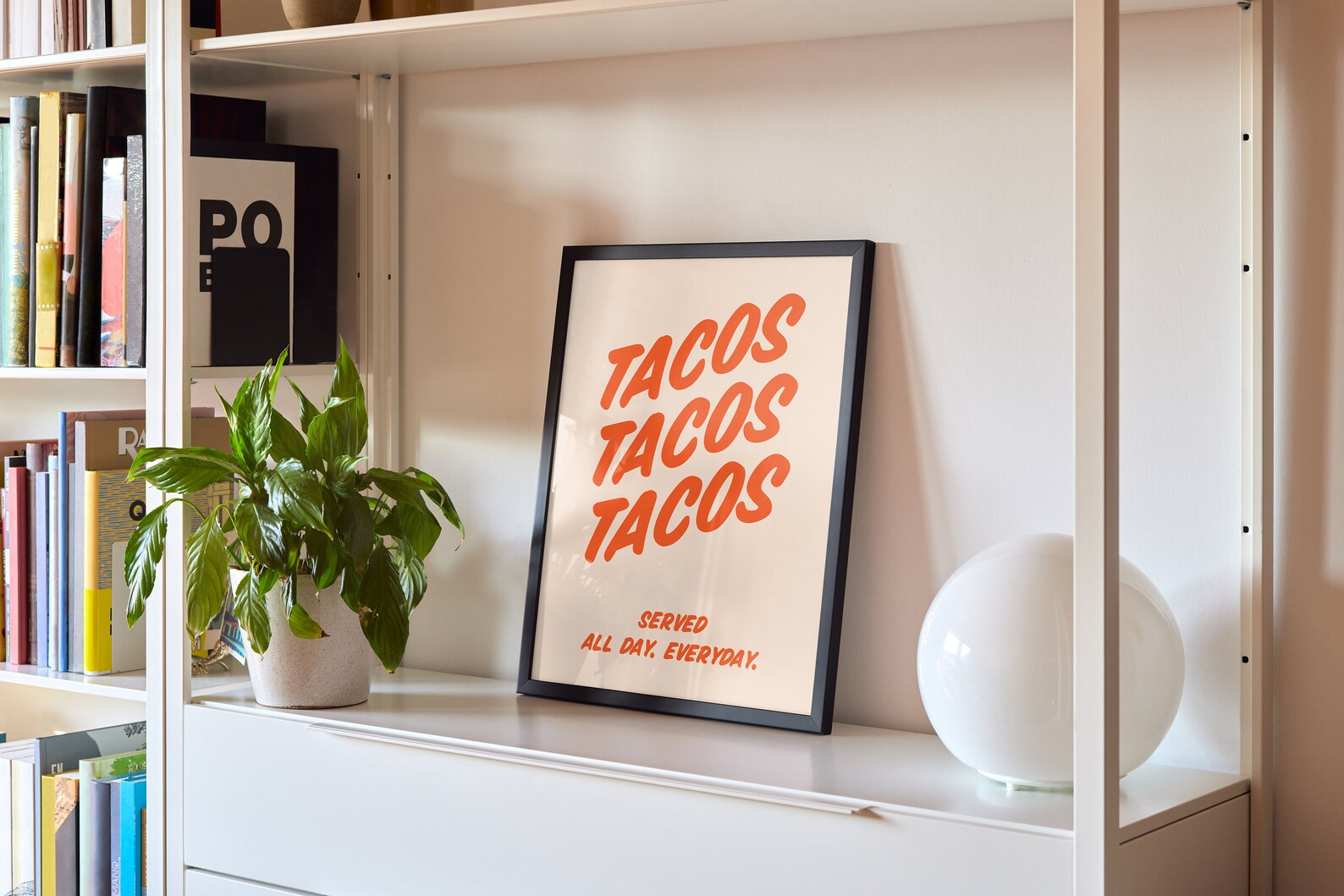 Tacos Food & Drink Poster, Mexican Poster Print, Wall Art, Orange Art ...