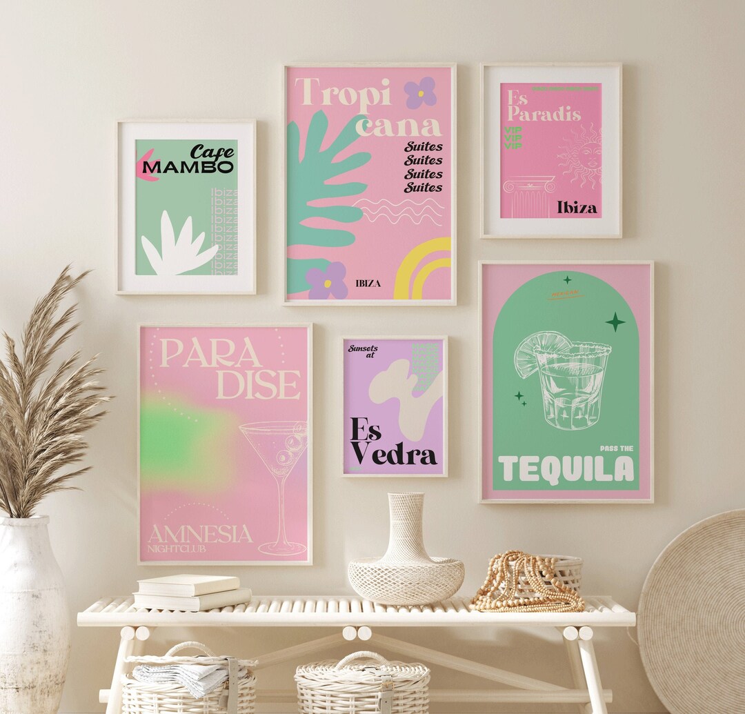 Ibiza Collection, Ibiza Gallery Wall Set of 6, Colourful Art, Retro ...