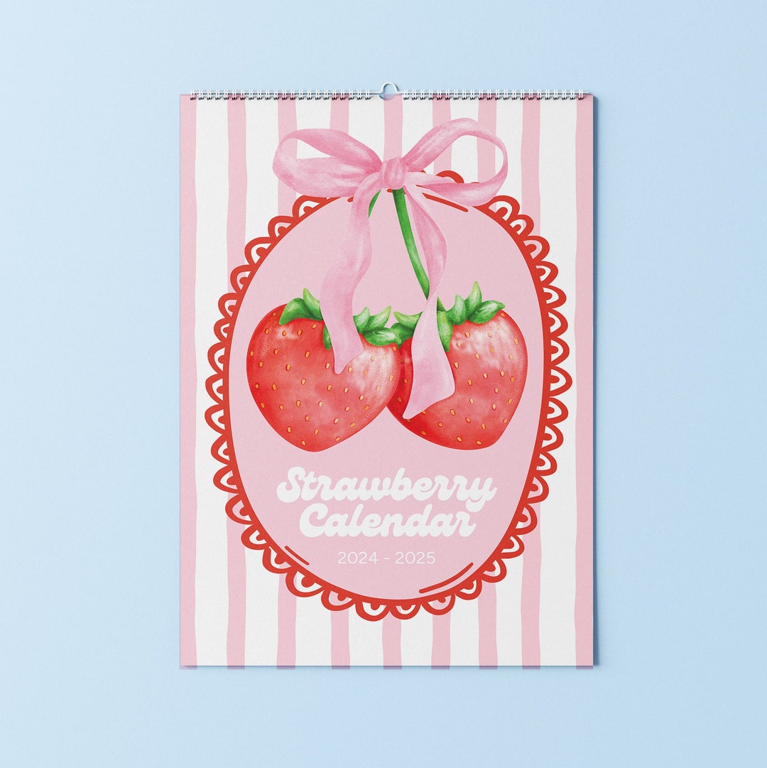 24/2025 Strawberry Academic Calendar, A3 Wall Planner, 12 Month Hanging ...