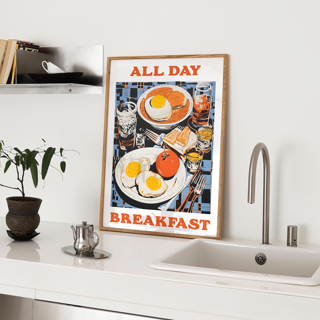 All Day Breakfast Print, A3 Poster, Food & Drink Print, Kitchen Wall ...