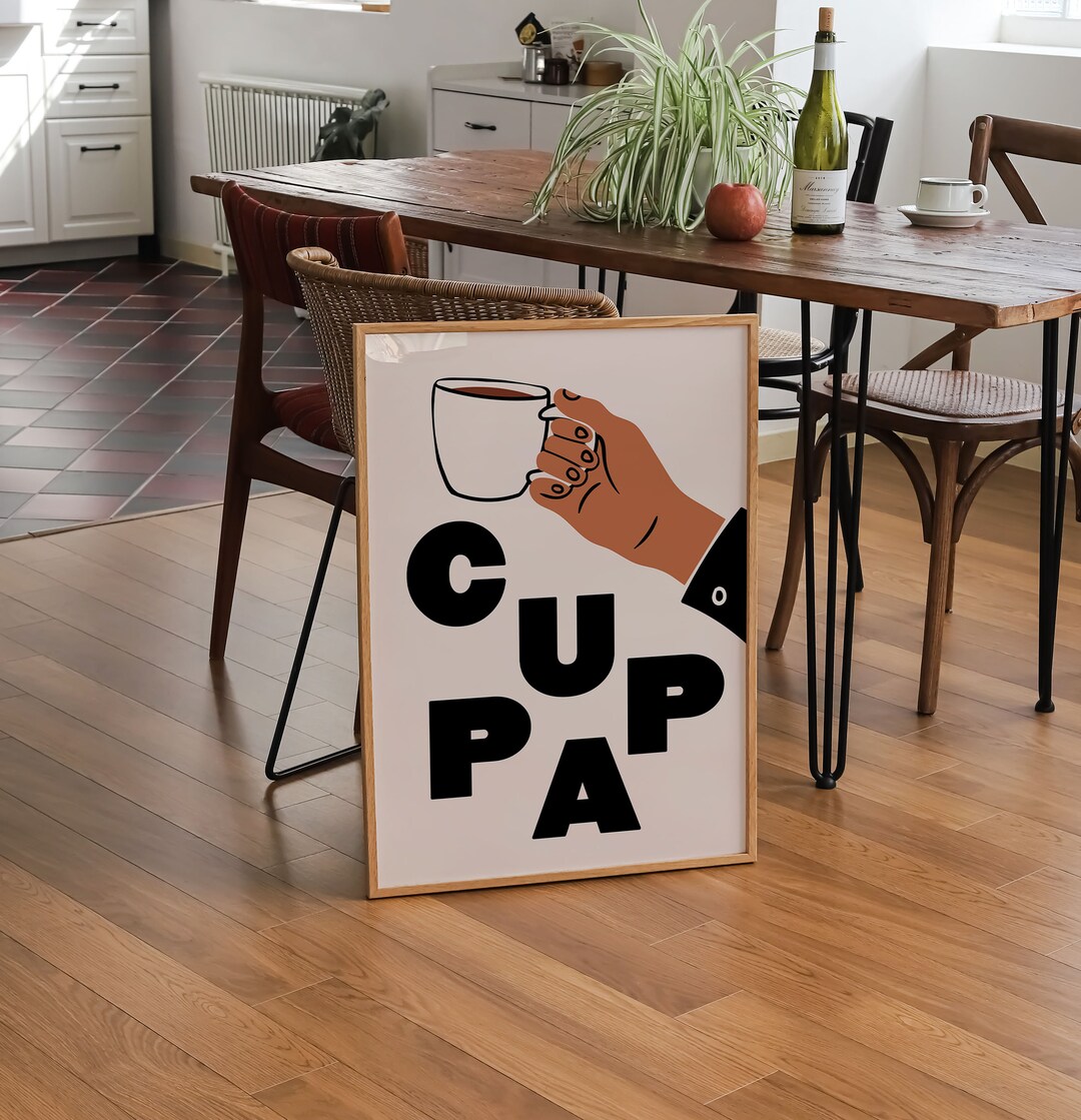 Cream Cuppa Poster, Cup of Tea Print, Wall Art, Trendy Art, Prints, A2 ...