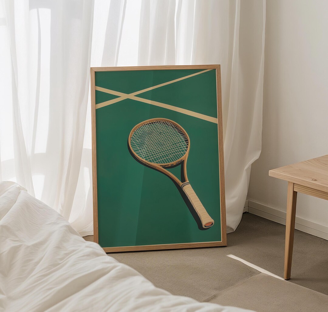 Vintage Tennis Racket Wall Art Poster, Designer Wall Art, Girly Prints ...
