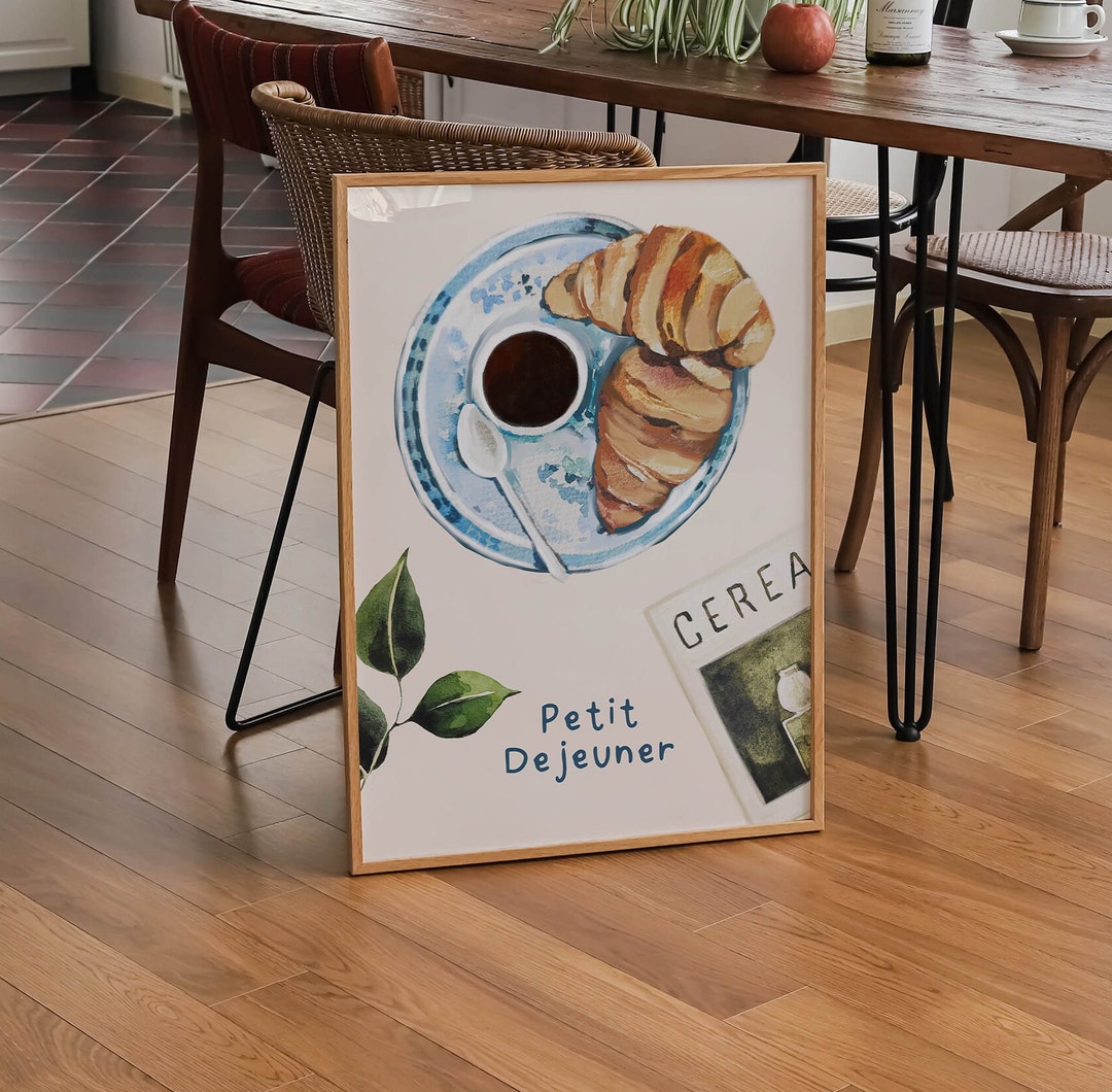 Petit Dejeuner Breakfast Poster, Croissant Wall Print, Wall Art, Trendy ...