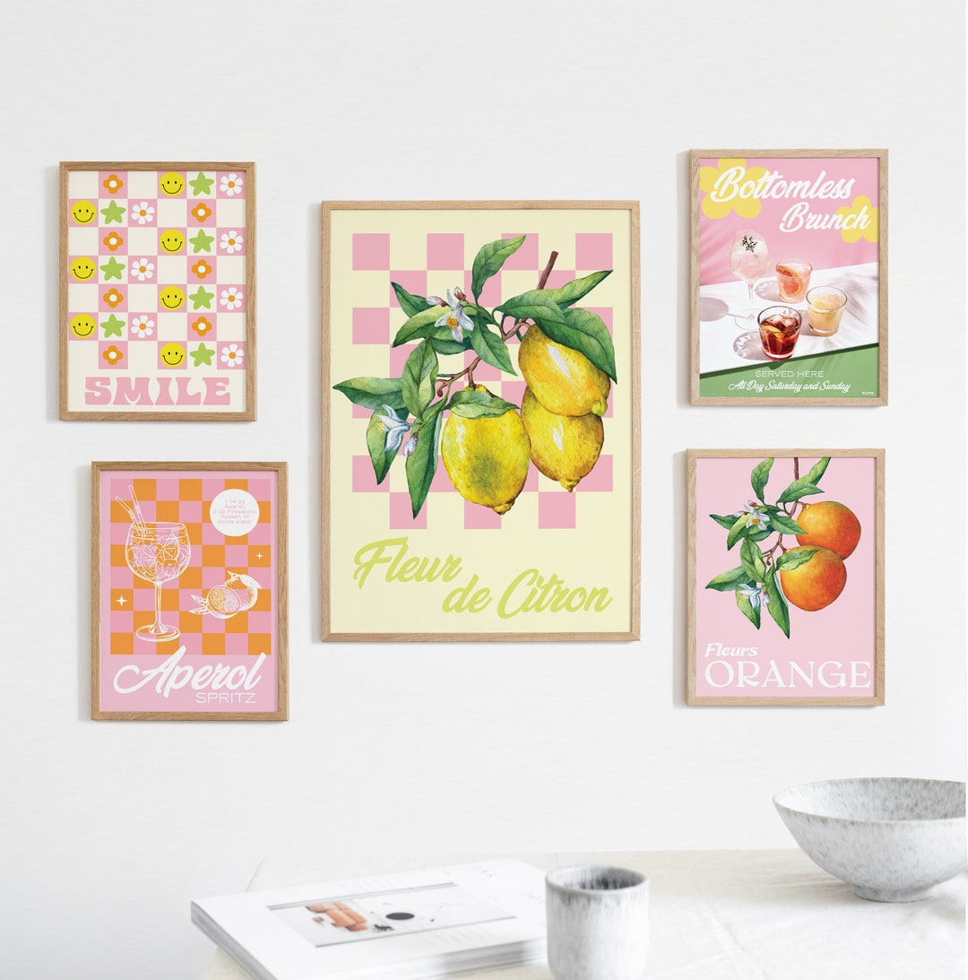 Bottomless Aperol Spritz Set, Gallery Wall Set, A3, A4, Colourful Art, Bar Prints, Wall Art ...