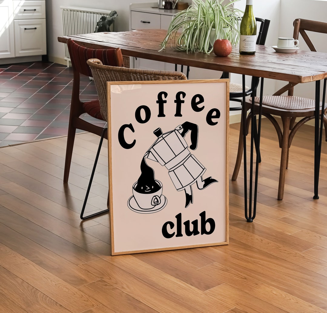 Cream Coffee Club Poster, Coffee Poster Print, Wall Art, Trendy Art ...