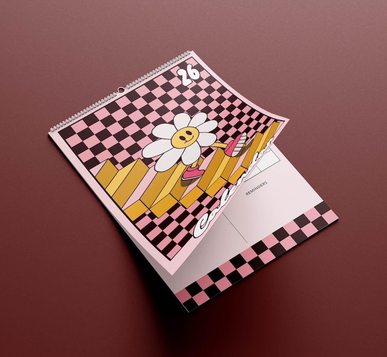 2026 Pink Daisy Graphic Calendar, Wall 12 Month Hanging Planner, 2026 ...