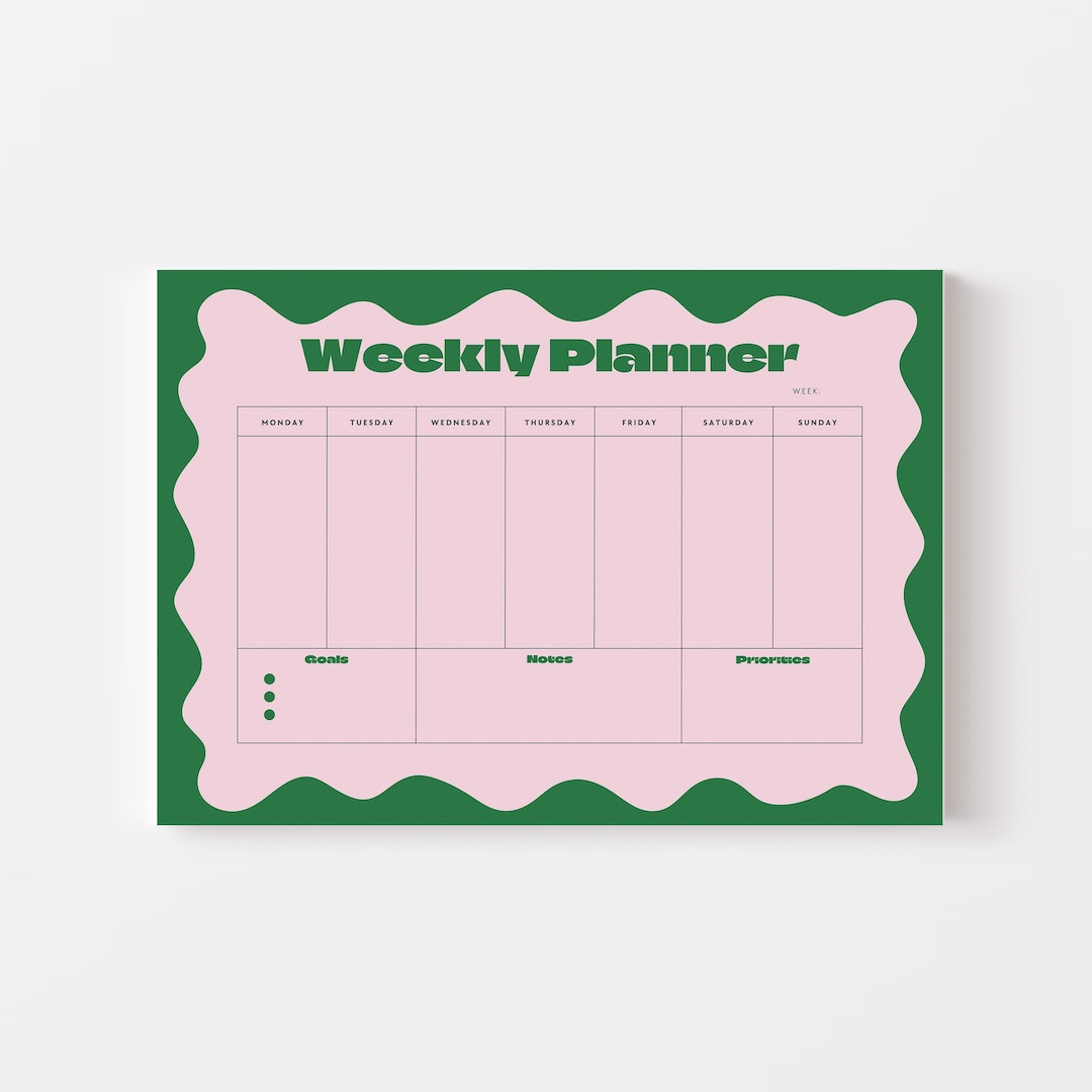A4 Weekly Planner Pad, Landscape Notepad, Motivation, Organiser, to Do ...