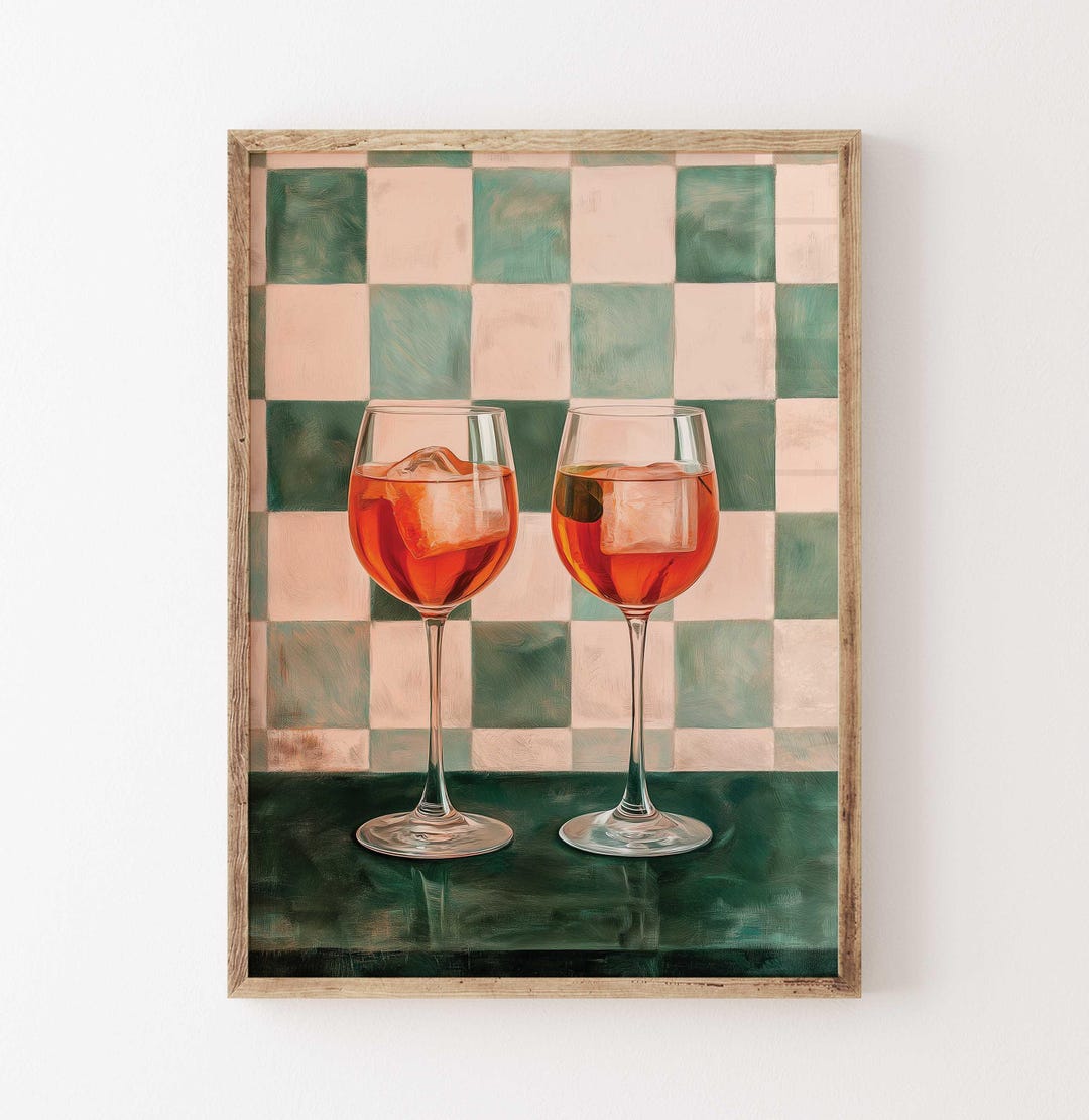 Green Aperol Spritz Print, Cocktail Wall Art Poster, Home Bar, Girly ...