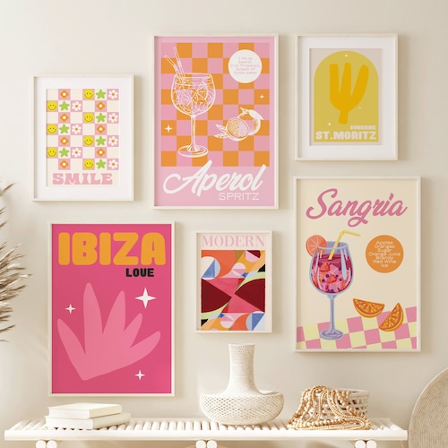 Cocktail Drink Print Set A3 A4 Set of 6 Bar Prints Wall - Etsy
