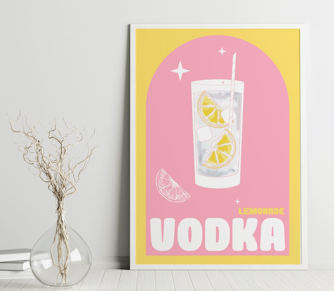 Vodka Lemonade Print Cocktail Drink A2 A3 A4 Colourful | Etsy UK