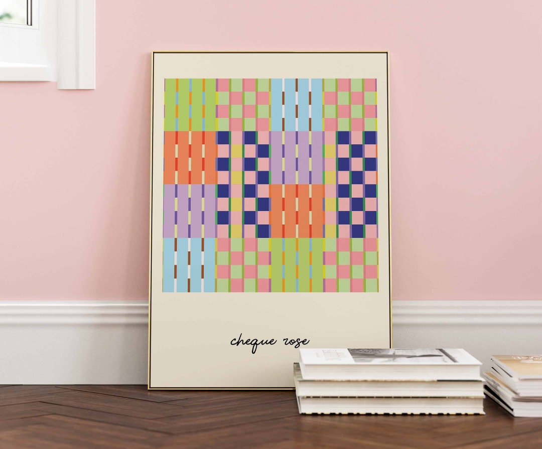 Check Colour Block Graphic Illustrative Poster, Scandi Style Poster ...