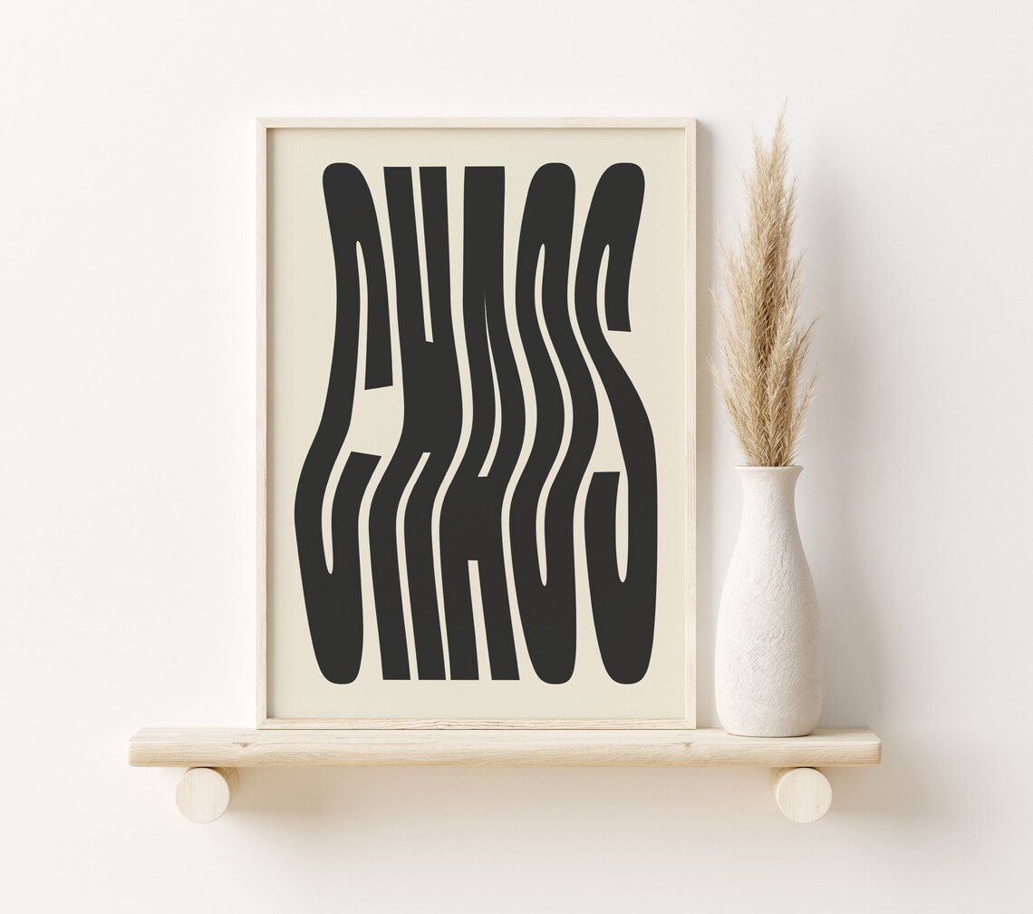 CHAOS Monochrome Poster Quirky Poster Print Wall Art Cool - Etsy