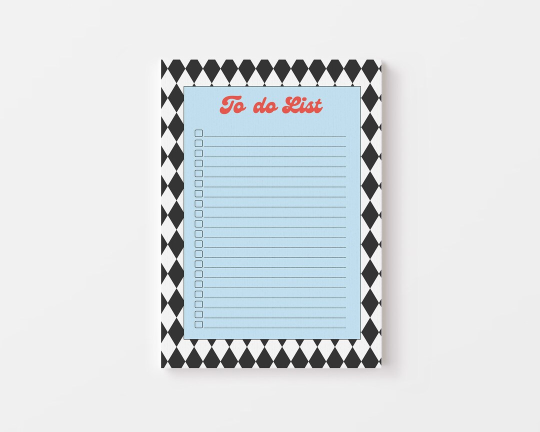 A5 Monochrome Checker to Do List, Notepad, Motivation, Organiser, to Do ...