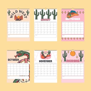 2025 Cowgirl, Wild West Calendar, Wall Planner, 12 Month Hanging ...