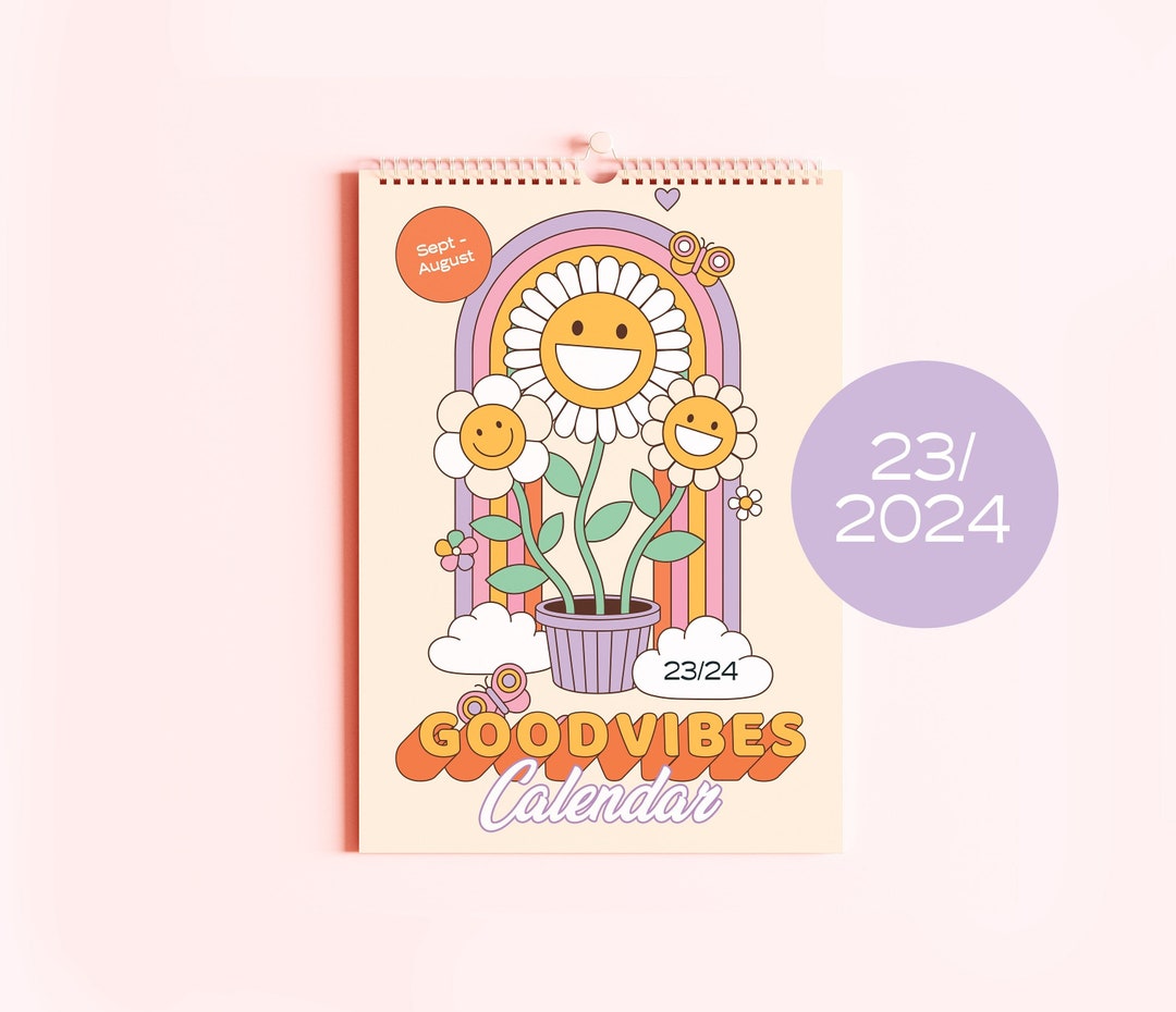 2023/24 Academic Good Vibes Calendar, Mid Year 12 Month Hanging ...