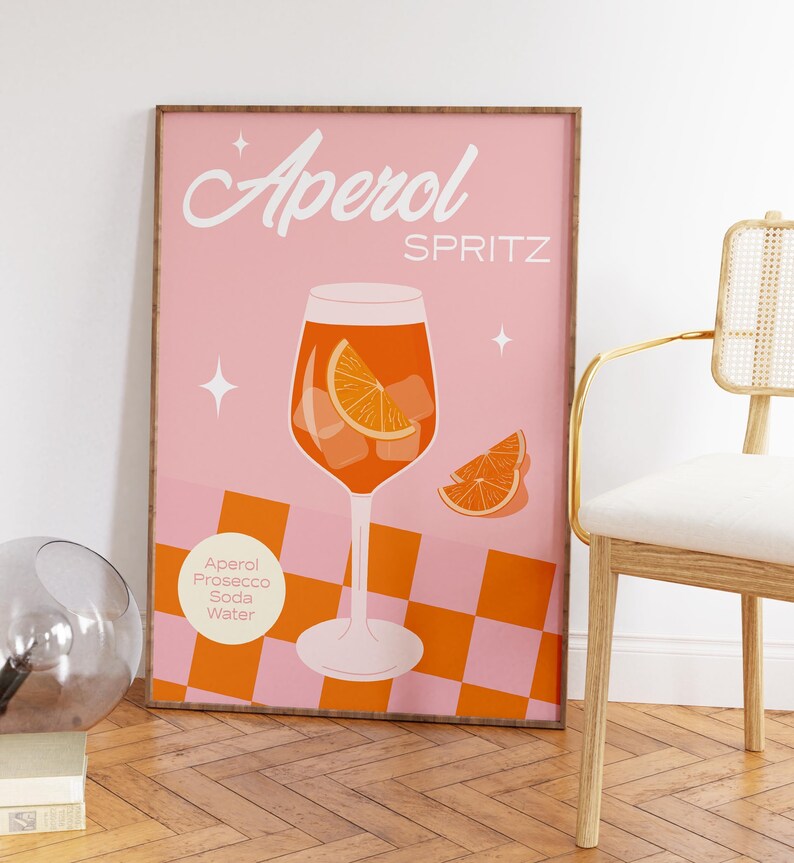 Aperol Spritz Pink Cocktail Print Cocktail Drink Colourful - Etsy UK