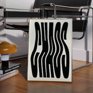 CHAOS Monochrome Poster, Quirky Poster Print, Wall Art, Cool Girl Art ...