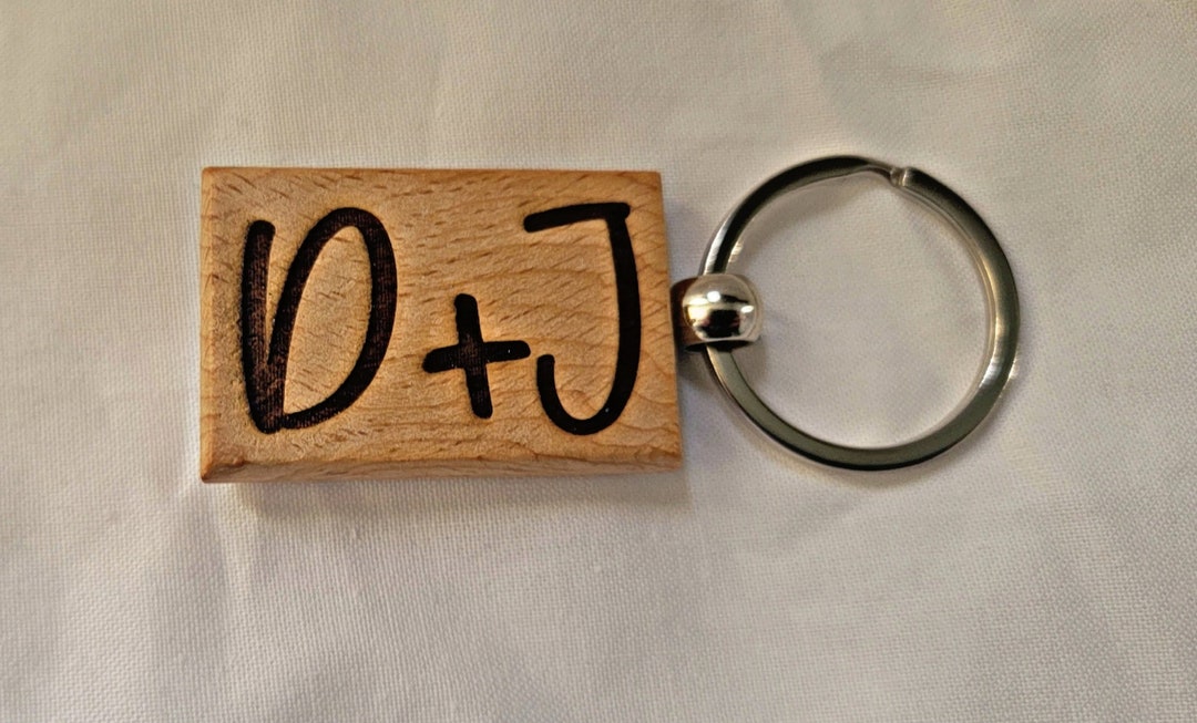 Custom, Personalized, Wood Keychains, Engraved Couples Initials ...