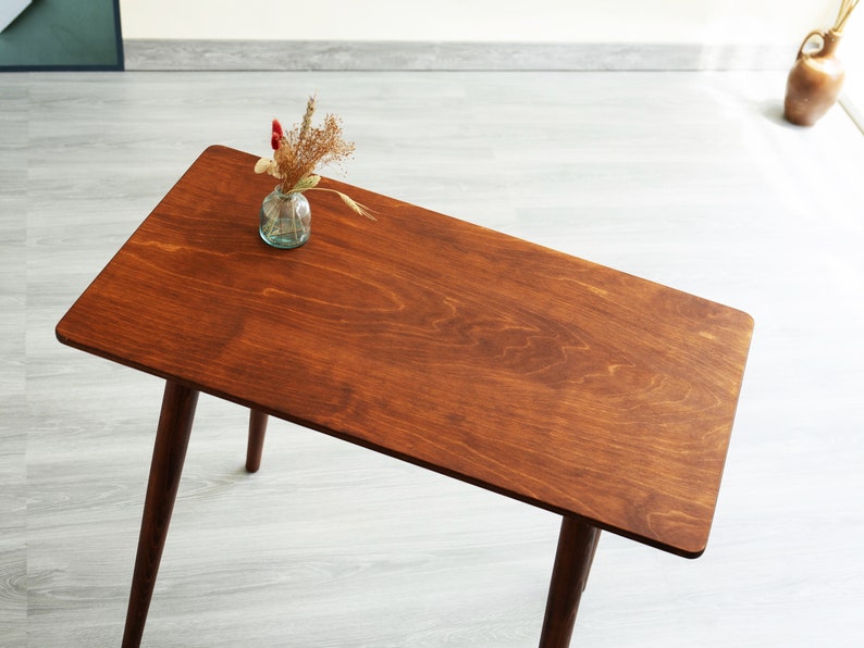 Wooden Rectangle Computer Desk Table, Rustic Laptop Furniture, Narrow ...